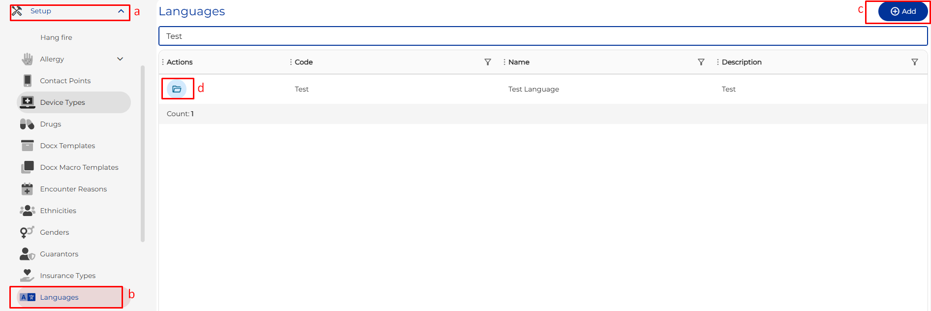 Languages Management Interface Overview